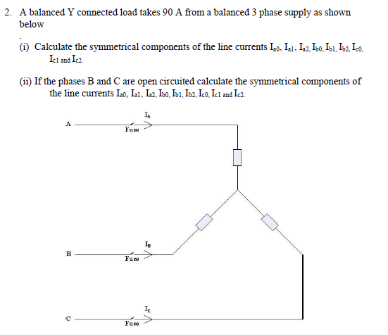 Solved 2. A balanced Y connected load takes 90 A from a | Chegg.com