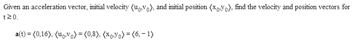 Solved Given an acceleration vector, initial velocity | Chegg.com
