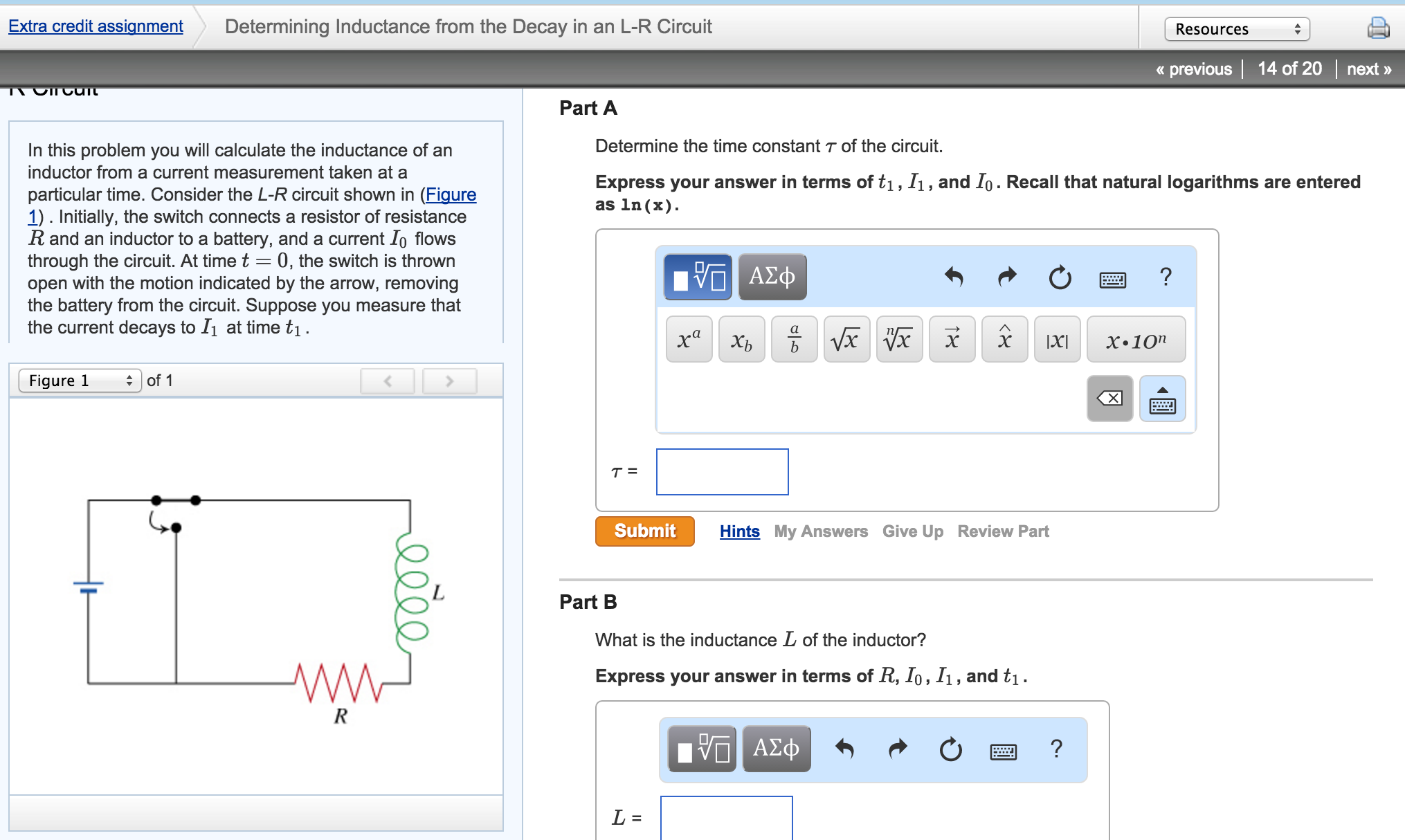 Solved Determine the time constant r of the circuit. In | Chegg.com