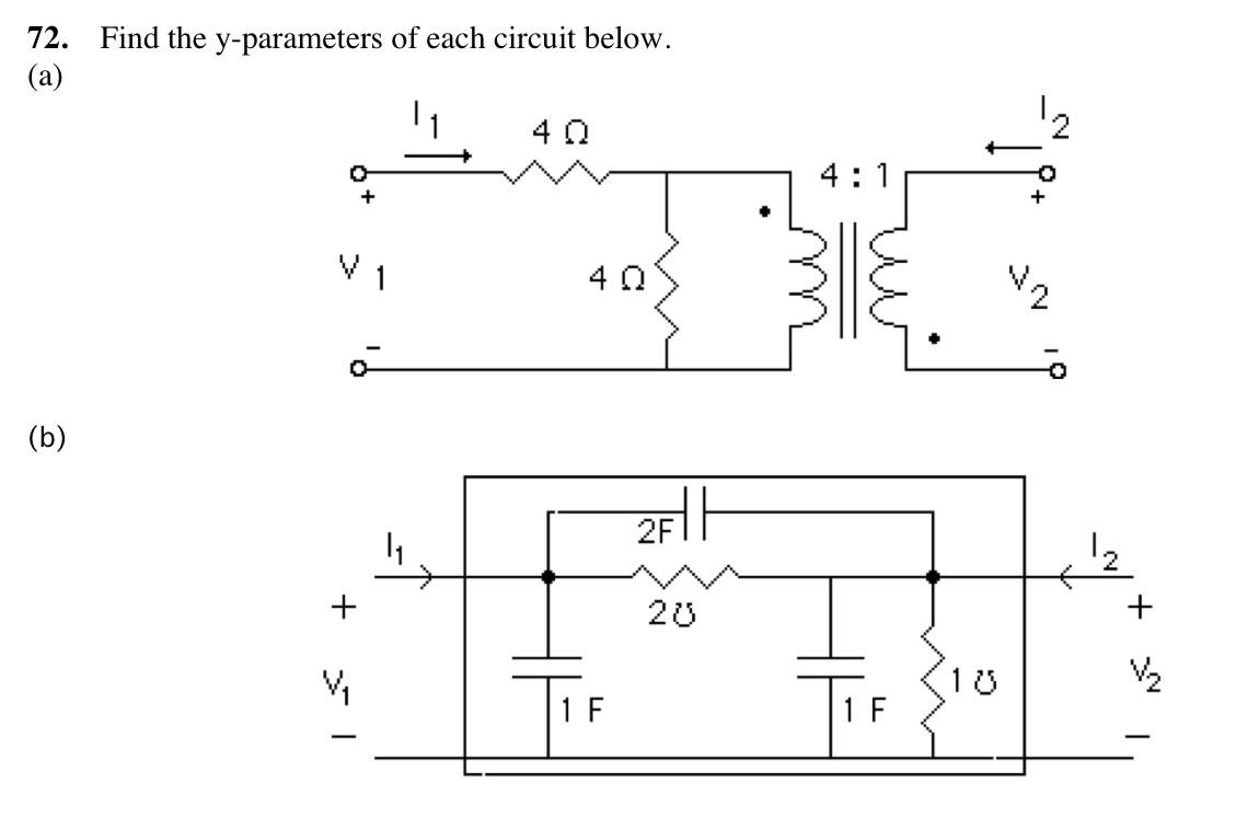 Solved Find the y-parameters of each circuit below. | Chegg.com