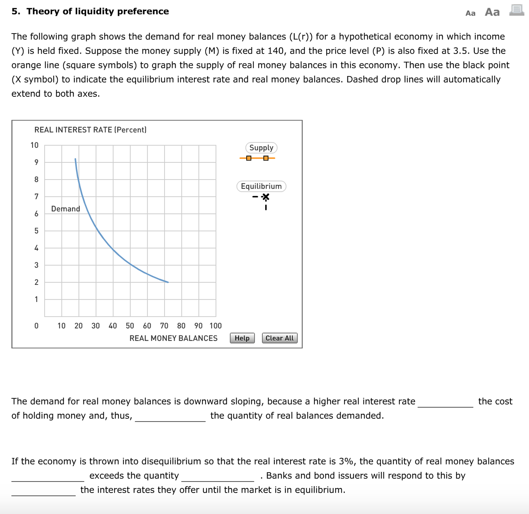 Solved The following graph shows the demand for real money | Chegg.com