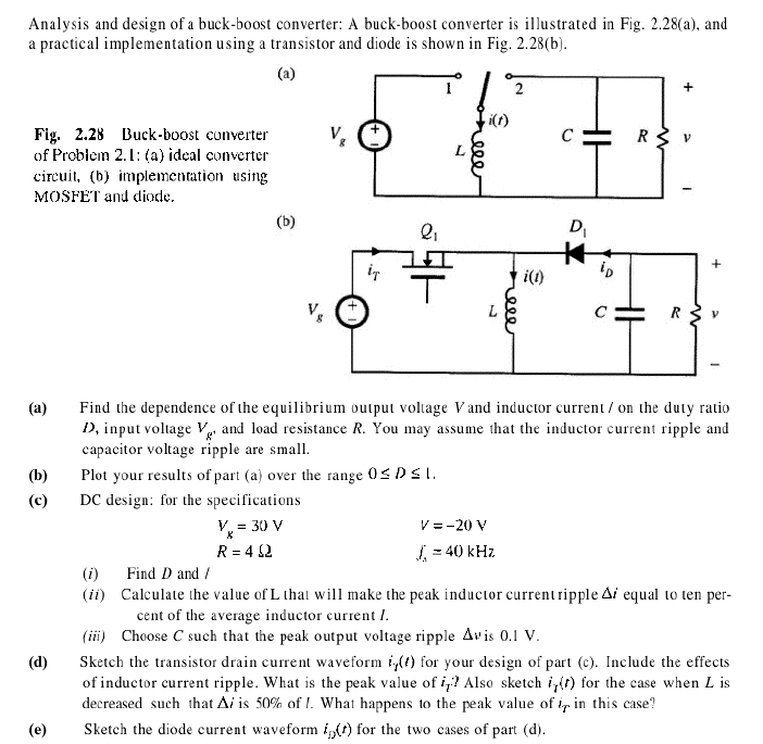 Solved Analysis and design of a buck-boost converter: A | Chegg.com