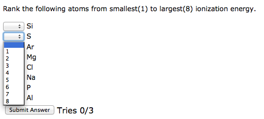 Solved Rank the following atoms from smallest(1) to | Chegg.com