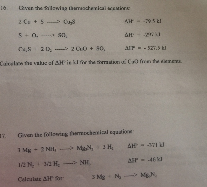 Solved Given The Following Thermochemical Equations 2 Cu