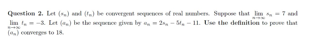 Solved Let (s_n) and (t_n) be convergent sequences of real | Chegg.com