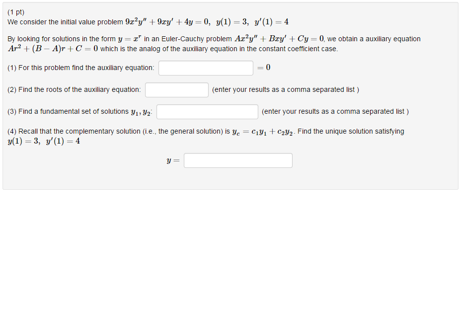 Solved (1 pt) We consider the initial value problem 9x^2y | Chegg.com