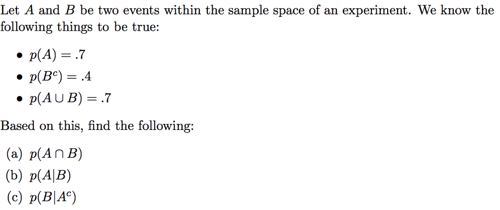 Solved Let A and B be two events within the sample space of | Chegg.com