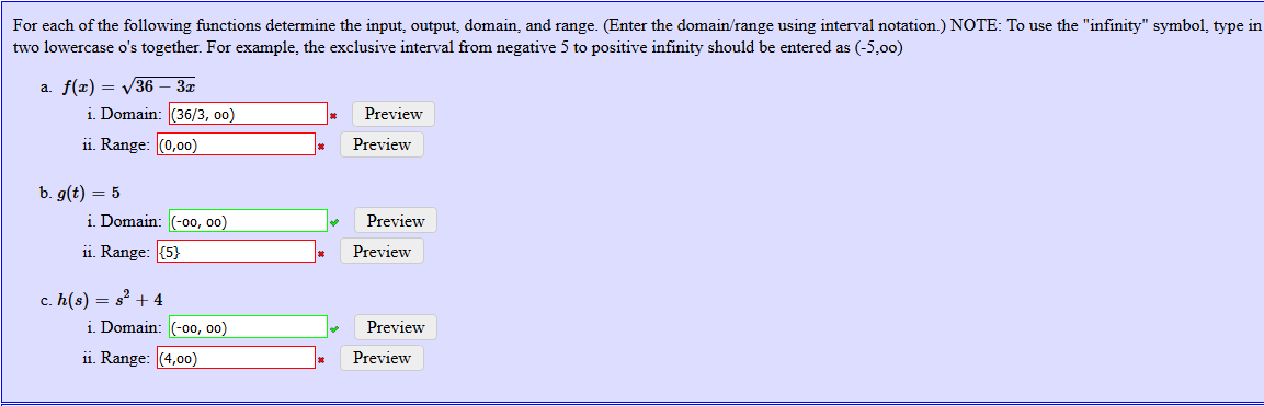 Solved For each of the following functions determine the | Chegg.com