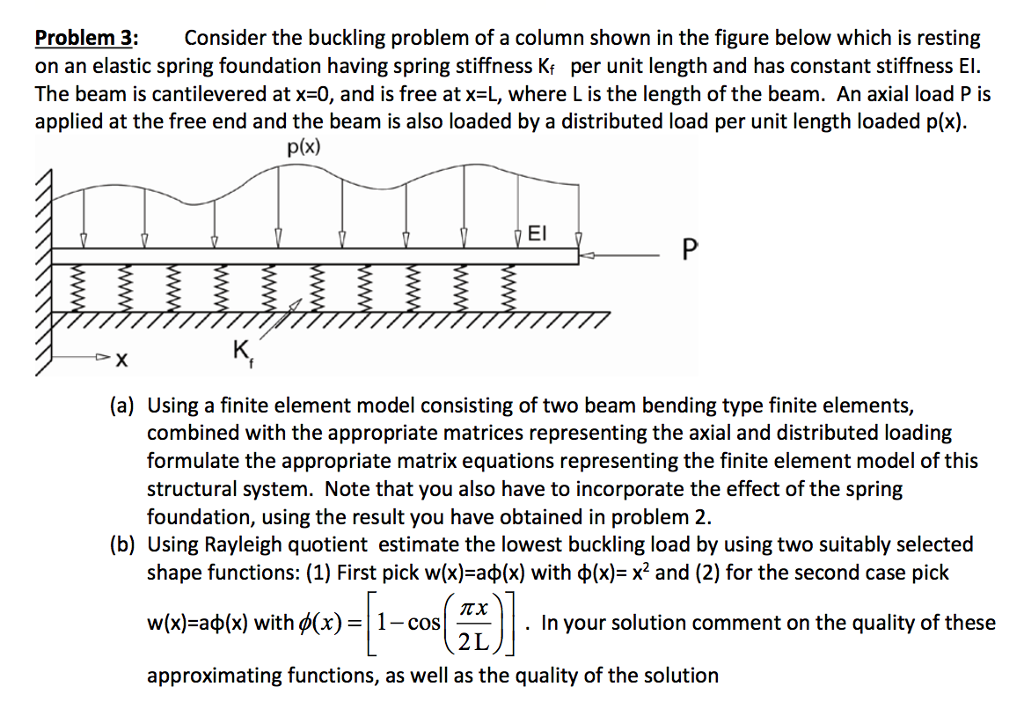 Problem 3: Consider the buckling problem of a column | Chegg.com