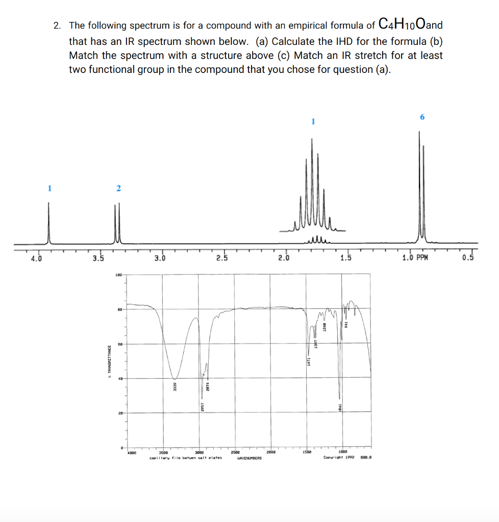 Solved 2. The following spectrum is for a compound with an | Chegg.com