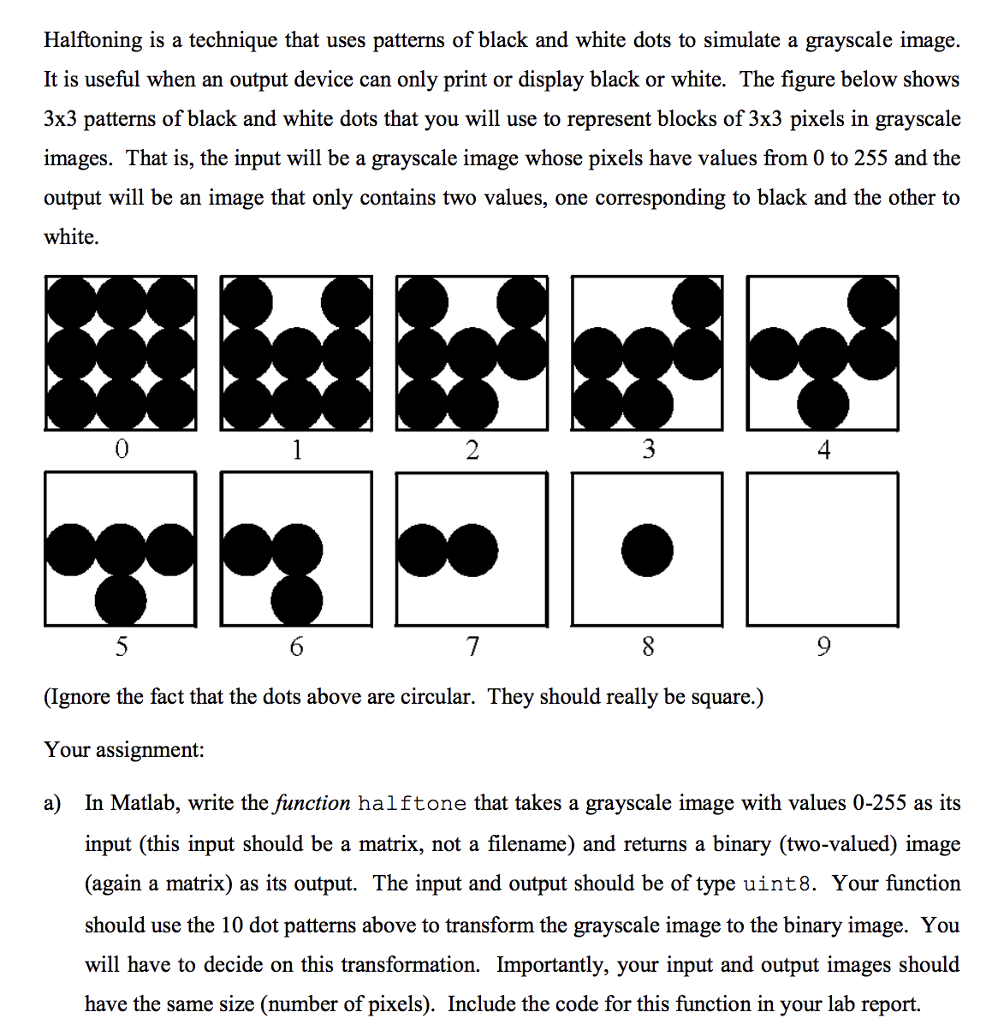 Solved Halftoning is a technique that uses patterns of black | Chegg.com