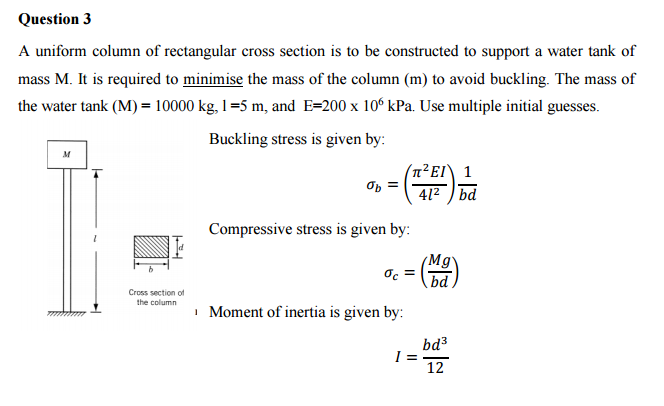 A uniform column of rectangular cross section is to | Chegg.com