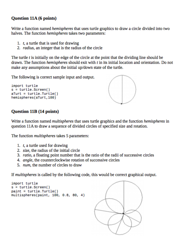 Solved Question 11A (6 points) Write a function named | Chegg.com