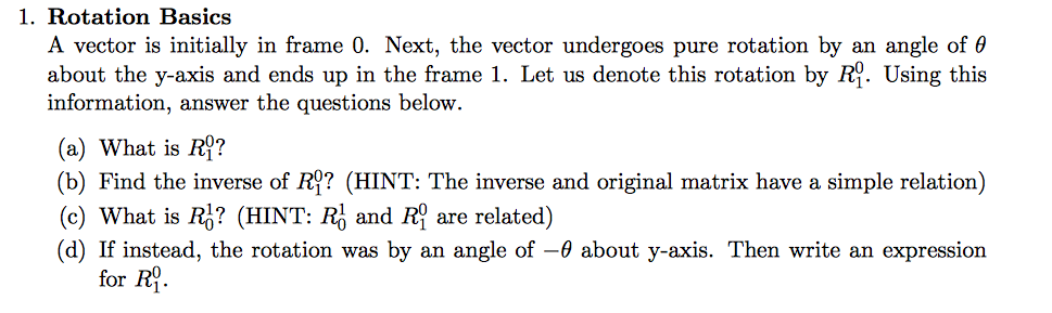 Rotation Basics A vector is initially in frame 0. | Chegg.com