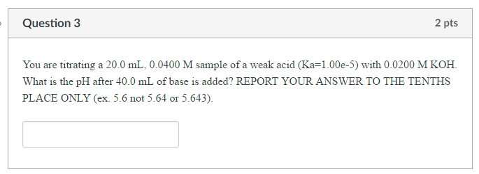 Solved You are titrating a 20.0 mL, 0.0400 M sample of a | Chegg.com