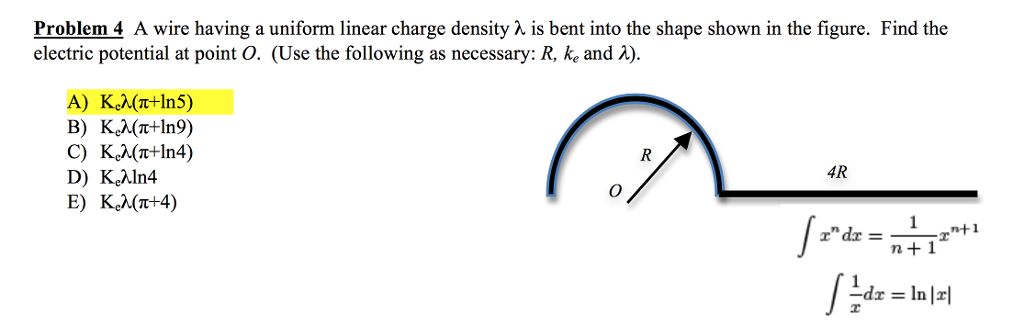 Solved Problem 4 A wire having a uniform linear charge | Chegg.com