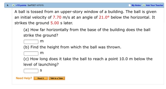 Solved A ball is tossed from an upper-story window of a | Chegg.com