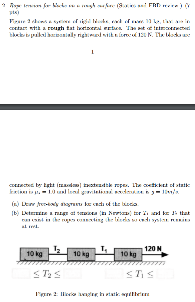 Solved 2. Rope tension for blocks on a rough surface | Chegg.com