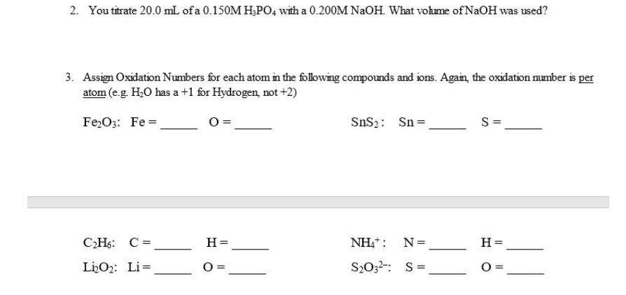 Solved 2. You titrate 20.0 mL ofa 0.150M H,PO, with a 0.200M | Chegg.com Solved 2. You titrate 20.0 mL ofa 0.150M H,PO, with a 0.200M | Chegg.com
