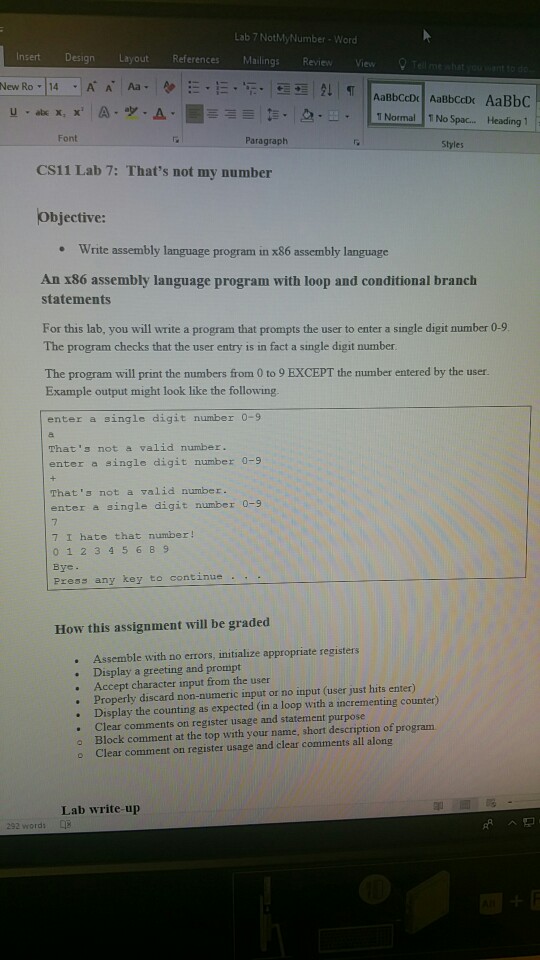 Solved Lab 7 NotMyNumber- Word Insert Design Layout | Chegg.com