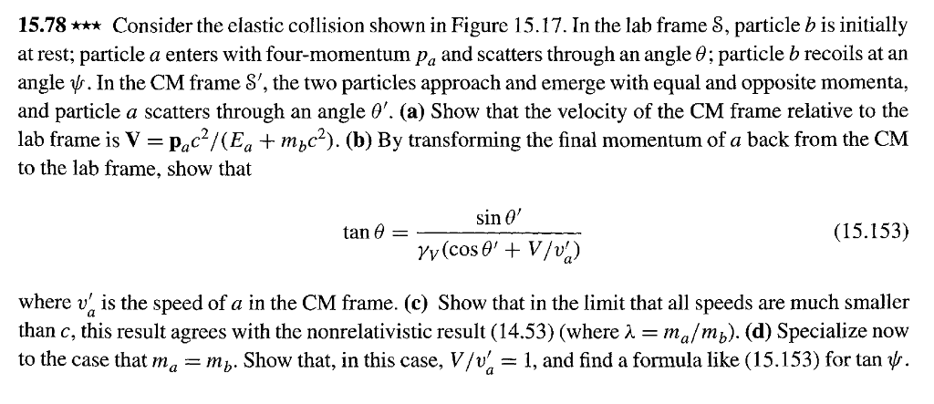 Solved 15.78 Consider the elastic collision shown in Figure | Chegg.com