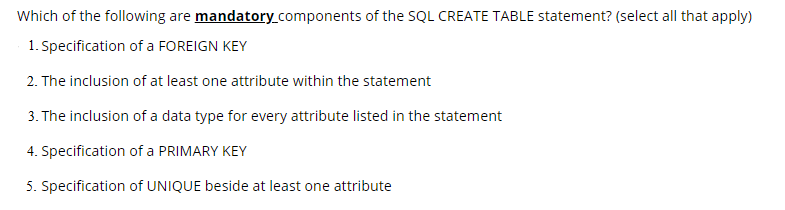 Solved Which of the following are mandatory components of | Chegg.com