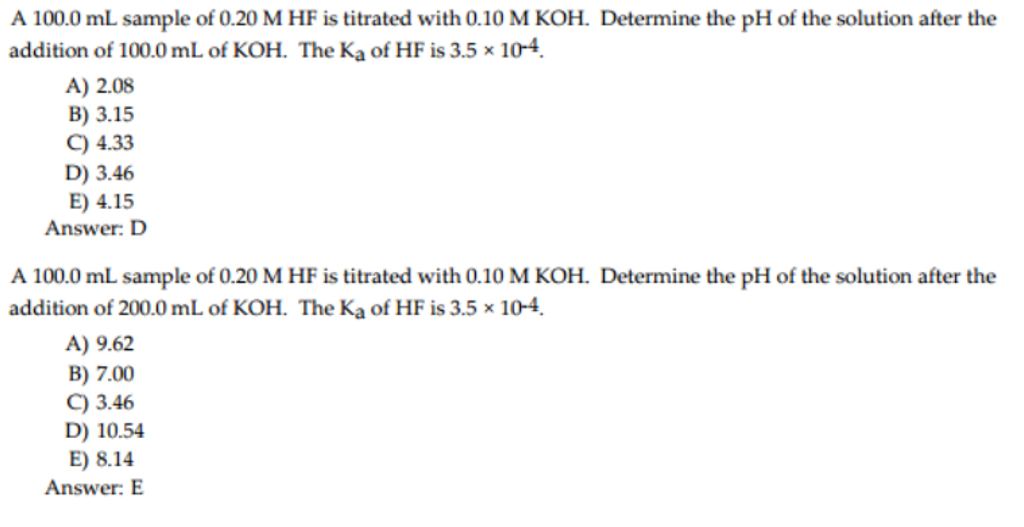 Solved A 100.0 mL sample of 0.20 M HF is titrated with 0.10 | Chegg.com