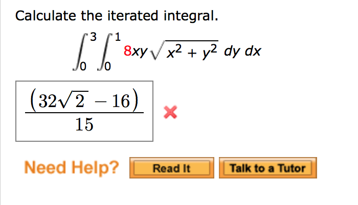 Solved Calculate the iterated integral. Jo Jo (32v/2 - 16) | Chegg.com