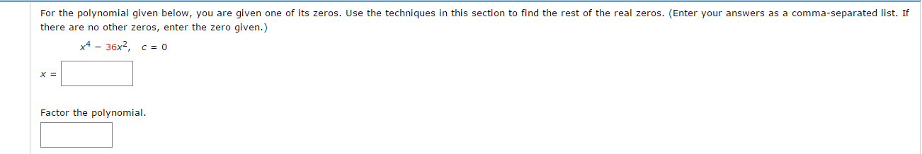 Solved For the polynomial given below, you are given one of | Chegg.com