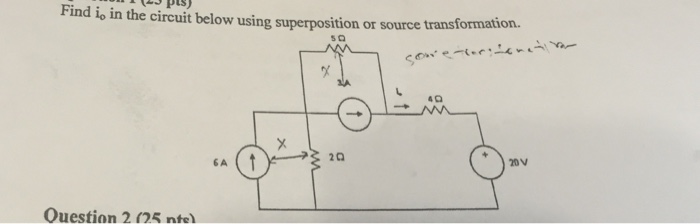 Solved Find i0 in the circuit below using superposition or | Chegg.com
