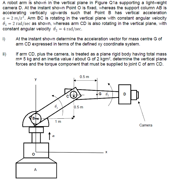 Solved A robot arm is shown in the vertical plane in Figure | Chegg.com