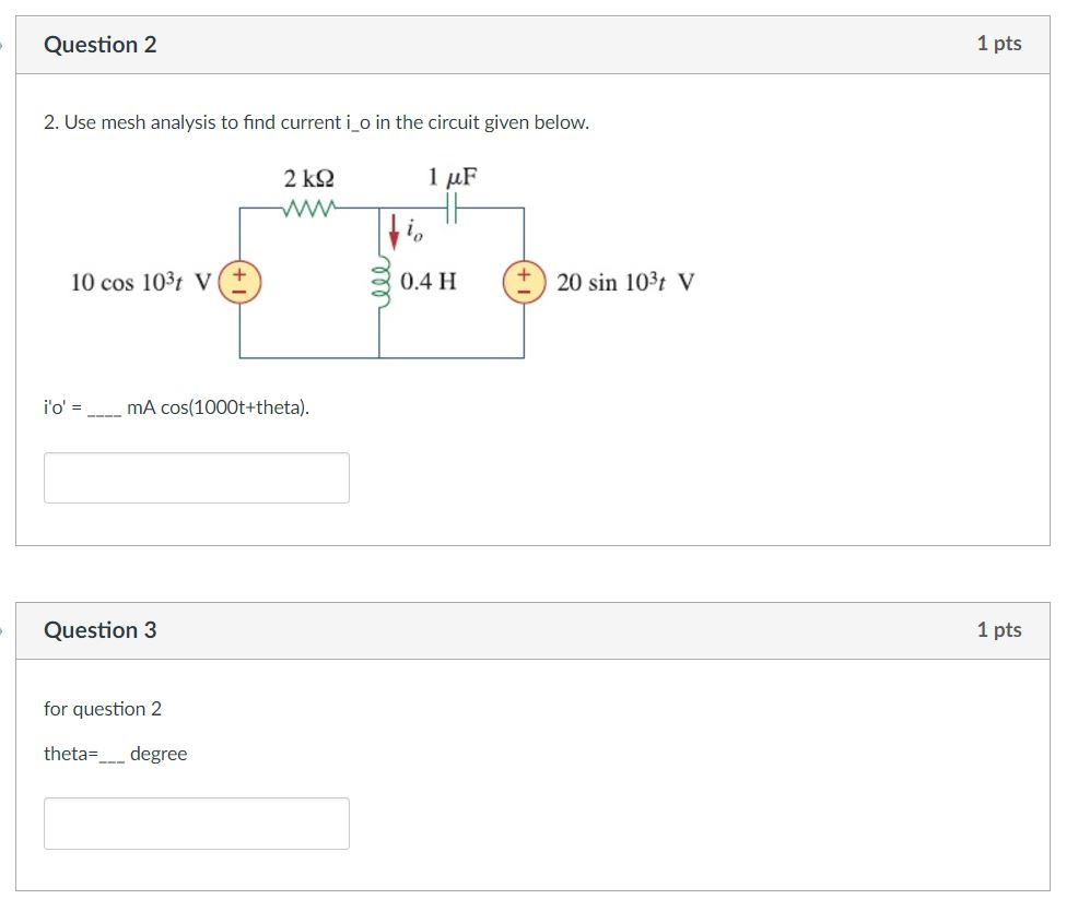 Solved Use mesh analysis to find current i_o in the circuit | Chegg.com