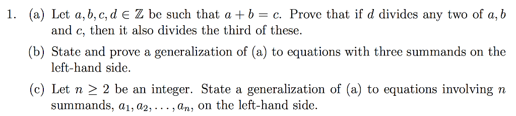 Solved (a) Let a, b, c, d elementof Z be such that a + b = | Chegg.com
