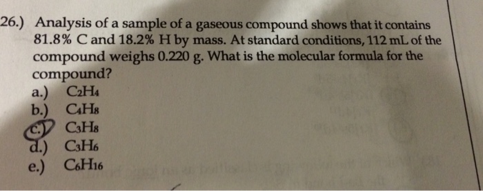 Solved Analysis of a sample of a gaseous compound shows that | Chegg.com