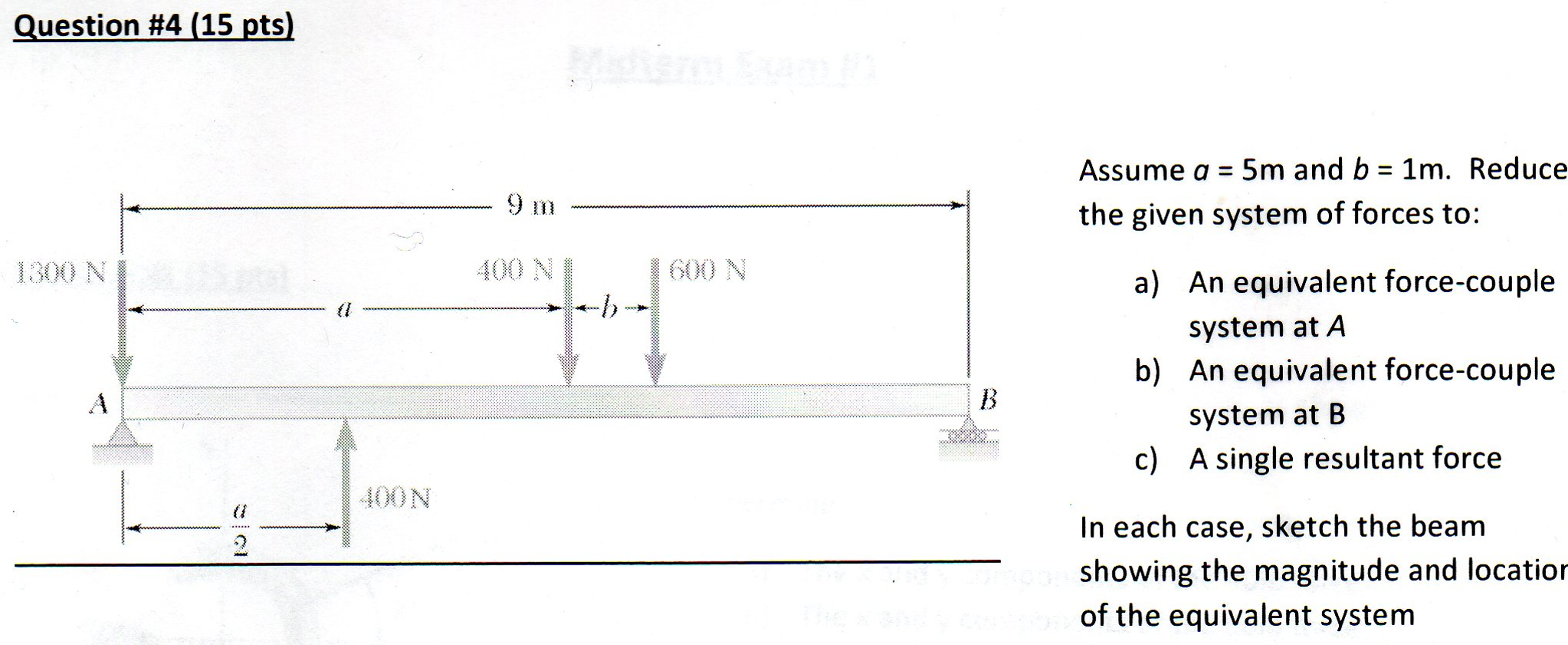 Solved Assume a = 5m and b = 1m. Reduce the given system of | Chegg.com