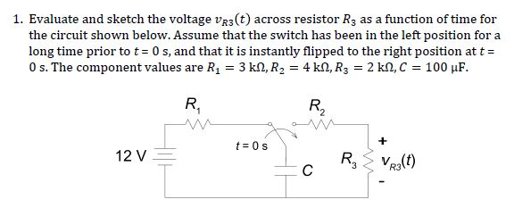 Solved Evaluate and sketch the voltage v_R3(t) across | Chegg.com