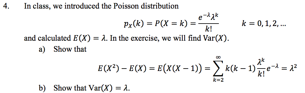 Solved In class, we introduced the Poisson distribution | Chegg.com