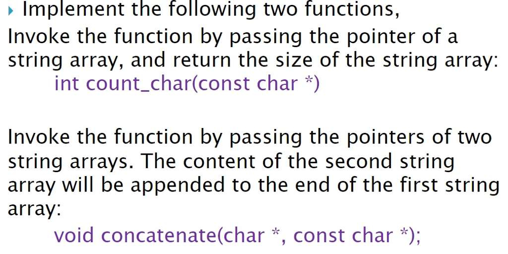 Solved Implement the following two functions, Invoke the | Chegg.com
