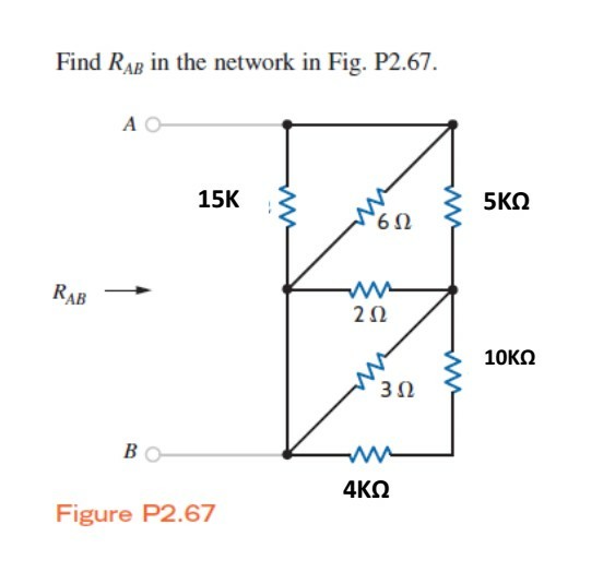 Solved Find RAB in the network in Fig. P2.67 15K 6Ω AB 2Ω | Chegg.com