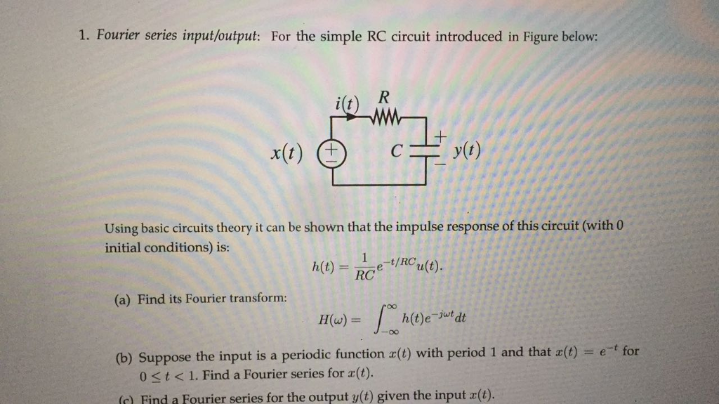 Solved Fourier series input/output: For the simple RC | Chegg.com