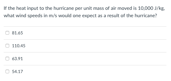 Solved A tropical hurricane can be modeled as a Carnot heat | Chegg.com