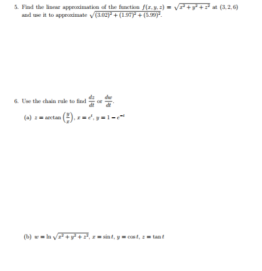 Solved 5 Find The Linear Approximation Of The Function F X
