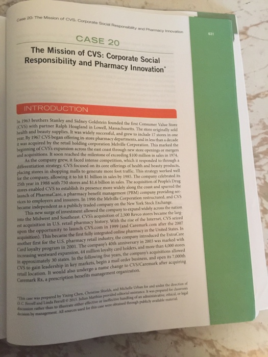 Solved 20 The Mission of CVs. Corporate Social Res CASE 2O | Chegg.com
