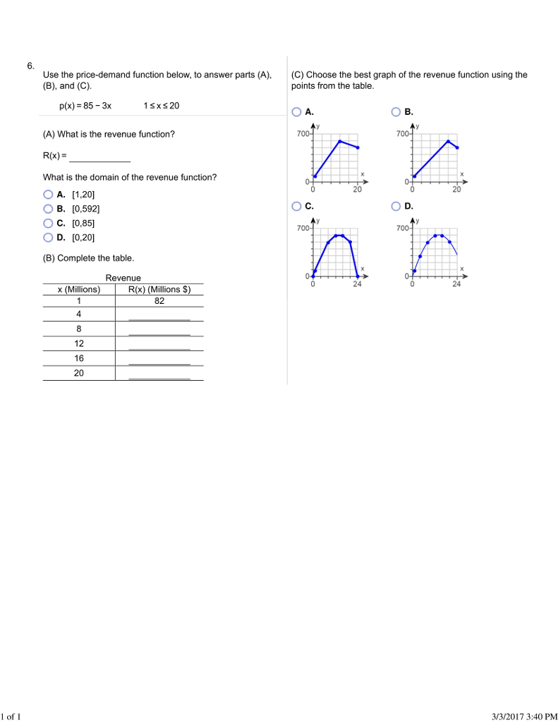 Solved Use the price-demand function below, to answer parts | Chegg.com