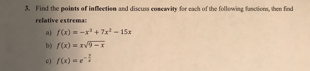 Solved 3. Find the points of inflection and discuss | Chegg.com