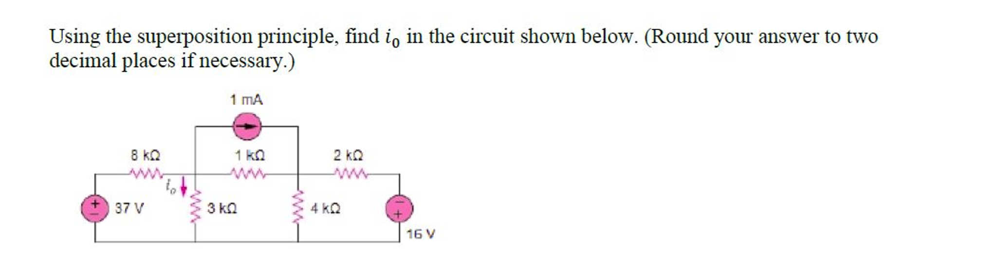 Solved Using the superposition principle, find io in the | Chegg.com