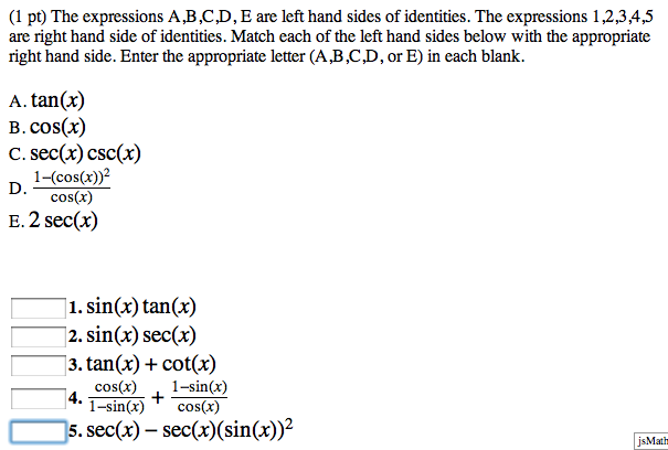 Solved The expressions A,B,C,D,E are left hand sides of | Chegg.com