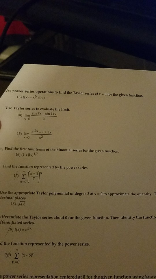 Solved se power series operations to find the Taylor series | Chegg.com