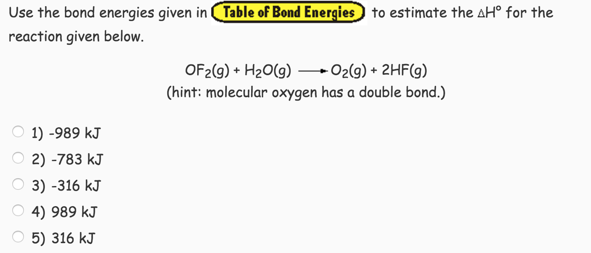 Solved Use the bond energies given in Table of Bond | Chegg.com