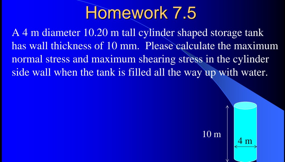 Solved A 4 m diameter 10.20 m tall cylinder shaped storage | Chegg.com